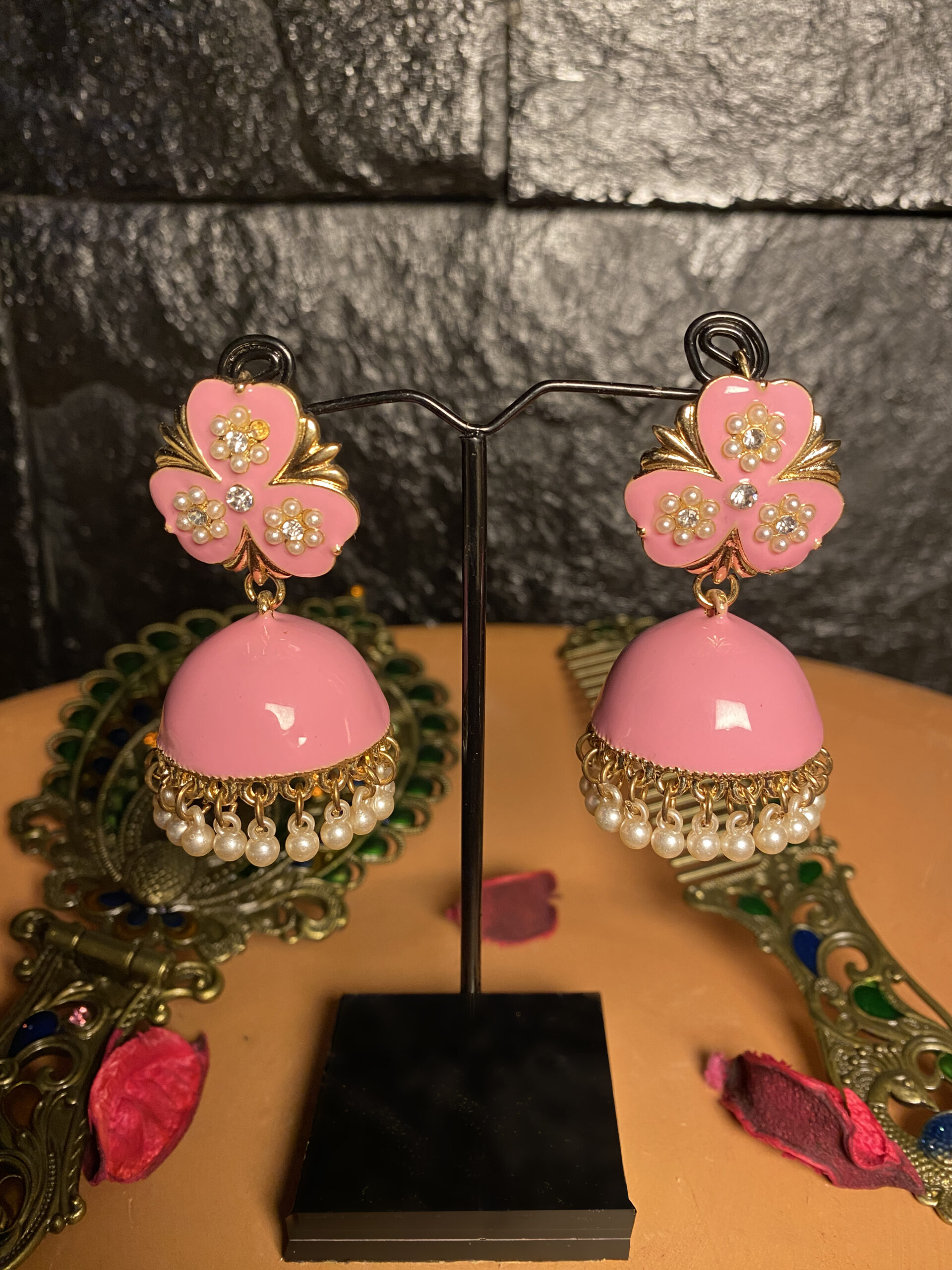 Flower Pink Jhumka – AK STORE